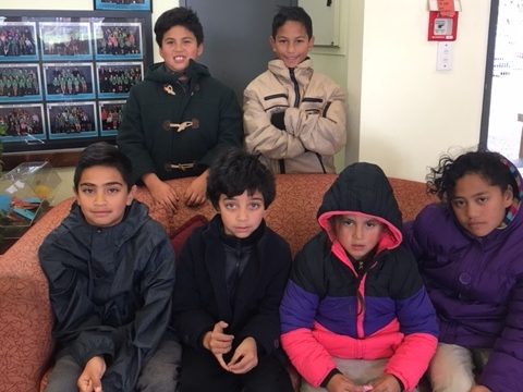 Kids in warm coats Kaikohe East school – Bald Angels